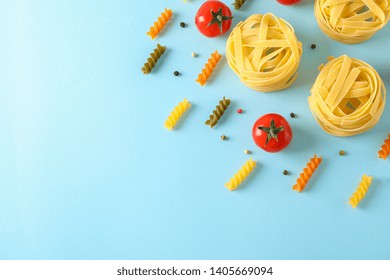 Flat Lay Composition Different Pasta Tomatoes Stock Photo 1405669094 ...