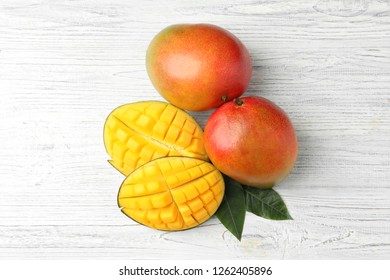 Flat Lay Composition Mango On White Stock Photo 1262405896 | Shutterstock