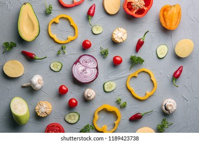 Flat Lay Composition Various Vegetables On Stock Photo 1189423738 ...