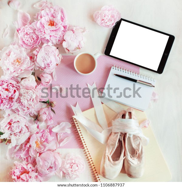Flat Lay Concept Tablet Writing Pad Stock Photo 1106887937 | Shutterstock