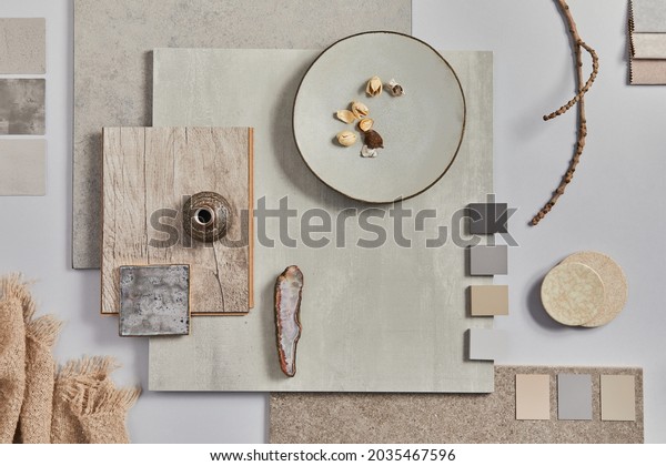 Flat Lay Creative Architect Moodboard Composition Stock Photo ...