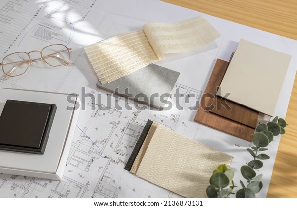 Flat Lay Design Creative Interior Design Foto stock 2136873131 ...