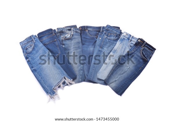 Flat Lay Front Back View Blue Stock Photo 1473455000 | Shutterstock