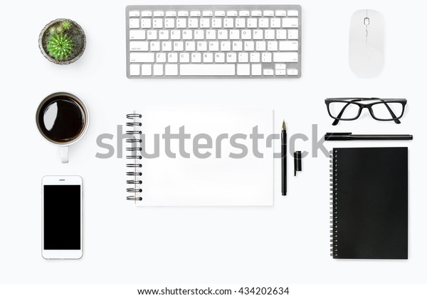 Flat Lay Modern Office Table Blank Stock Photo 434202634 | Shutterstock