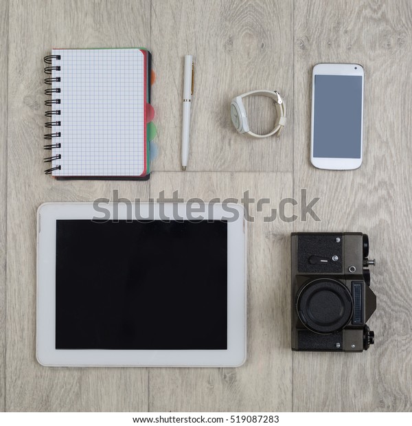 Flat Lay Objects Photographers Overhead View Stock Photo 519087283 ...