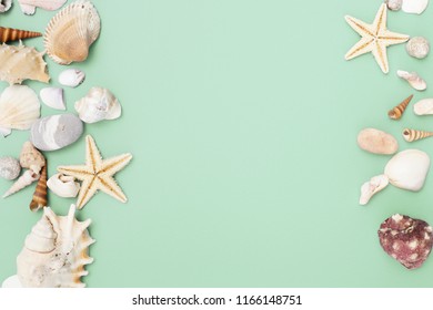 Flat Lay Top View Frame Shells Stock Photo (Edit Now) 1166148751