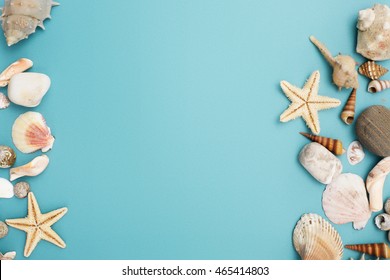 Стоковая фотография 465414824: Flat Lay Top View Frame Shells ...