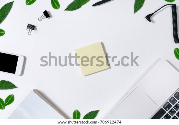 Flat Lay Top View White Office Stock Photo 706912474 | Shutterstock