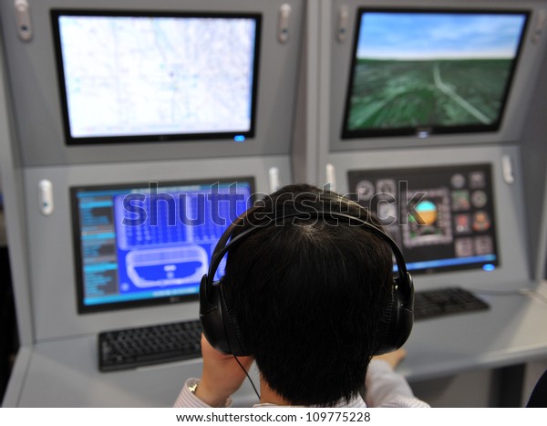 Flight Controller Working Flight Control Tower Stock Photo 109775228 ...