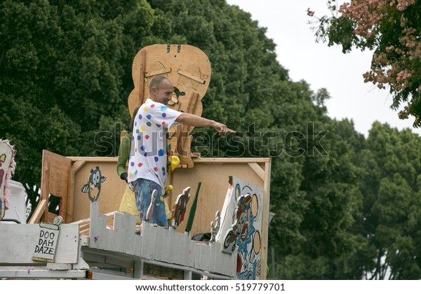 Float Participant Points Into Crowd During Stock Photo 519779701 ...