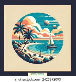 Florida Keys Vector Beach Palmtrees Bay AI-generated image 2425890749 ...