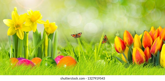 Flower Easter Banner Stock Photo 1327919543 | Shutterstock