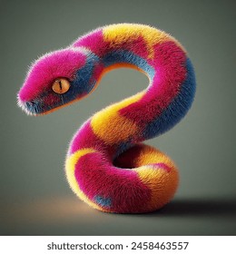 Fluffy 3d Image Snake Big Eyes — изображение, созданное ИИ (2454207495 ...