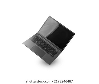 Flying Laptop Empty Screen Isolated Open Stock Photo 2193246487 ...