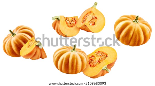 Flying Pumpkin Vegetable Isolated On White Stock Photo 2109683093 ...