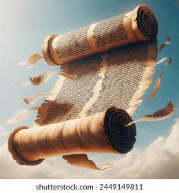 Scroll Flying Through Sky Visible Writing AI-generated image 2458932265 ...