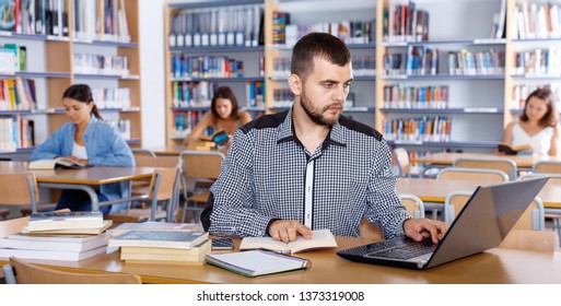 Students Studying In Library Clip Art