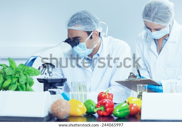 Food Scientists Using Microscope Research University Stock Photo (Edit ...