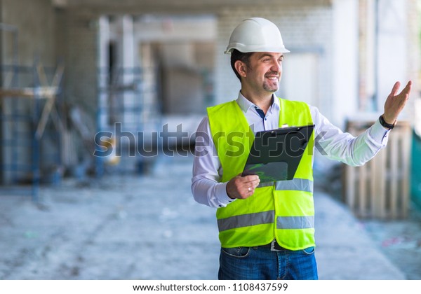 Foreman Working Uniform Expertising Structure Standing Stock Photo ...