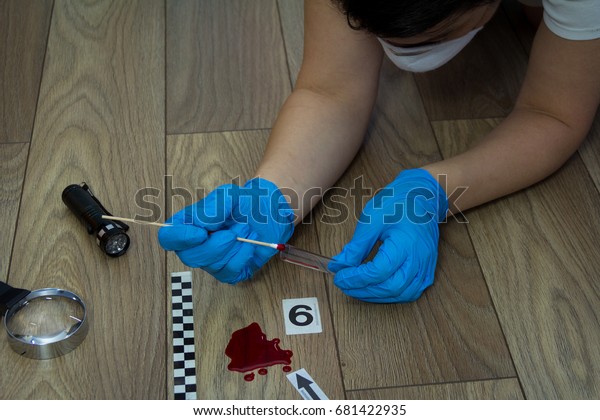 Forensic Expert Takes Blood Sample On Stock Photo (Edit Now) 681422935