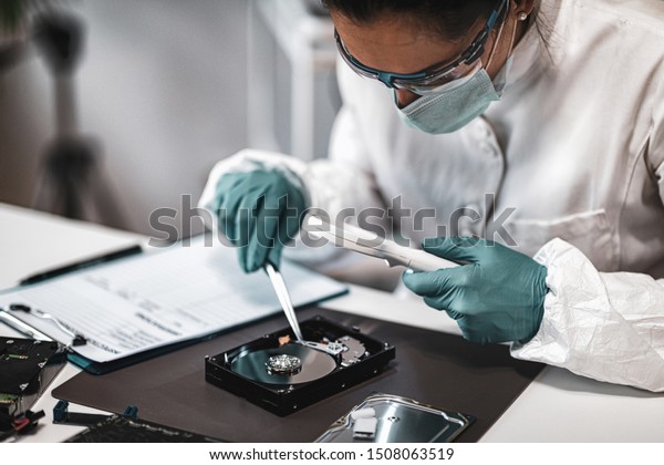 Forensic Science Data Forensic Analyst Examining Stock Photo 1508063519 ...
