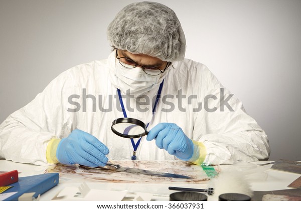 Forensic Technician Preparing Evidences Testing Stock Photo 366037931 ...