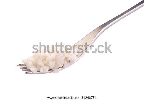 Fork Rice Closeup Isolated On White Stock Photo 31248751 | Shutterstock