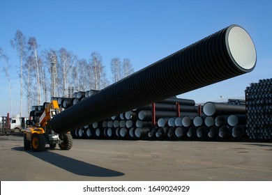 Forklift Makes Loading Unloading Operations Polyethylene Stock Photo ...