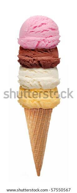 Four Scoops Ice Creams Cone On Stock Photo (Edit Now) 57550567 Four Scoops Ice Creams Cone On Stock Photo (Edit Now) 57550567