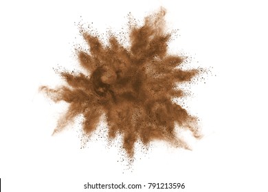 Explosion Brown Color Powder On White Stock Photo (Edit Now) 713665426