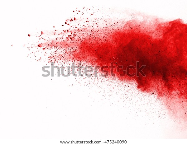 Freeze Motion Red Powder Exploding Isolated Stock Photo 475240090 ...