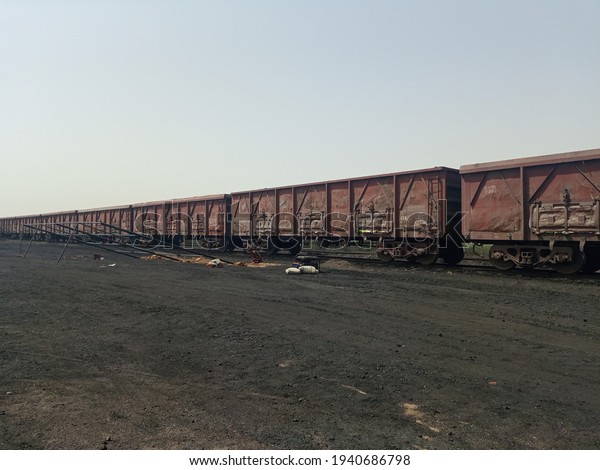 Freight Train Passing Through Coal Yard Stock Photo 1940686798 ...