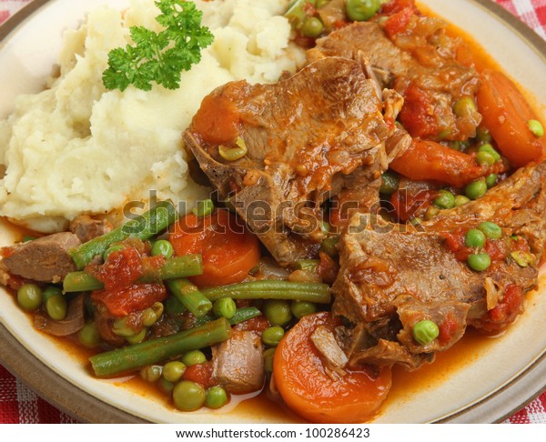 French Navarin Lamb Stew Mashed Potatoes Stock Photo (Edit Now) 100286423