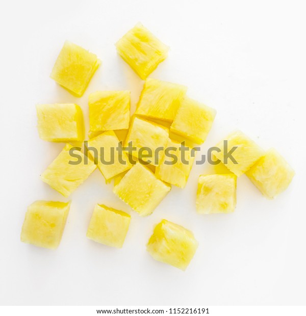 Fresh Pineapple Cube Slices Isolated On Stock Photo 1152216191 ...
