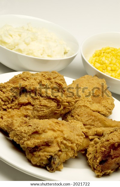 Fried Chicken Mashed Potatoes Corn Niblets Stock Photo (Edit Now) 2021722