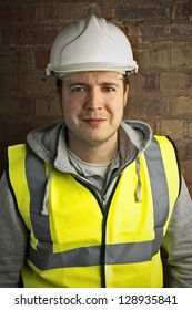 Friendly Smiling Construction Worker Builder Against Stock Photo ...
