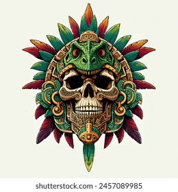 Front Aztec Skull Vector T-rex Armor AI-generated image 2457089573 ...