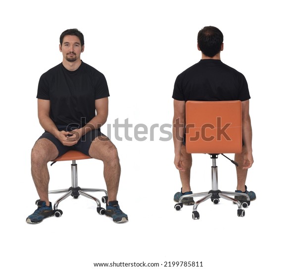 Front Back View Same Man Sitting Stock Photo 2199785811 | Shutterstock