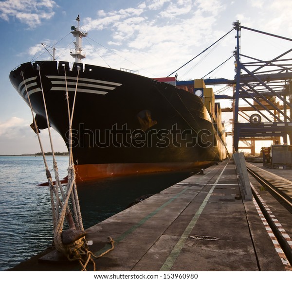 Front Cargo Ship Loading Containers Stock Photo 153960980 | Shutterstock