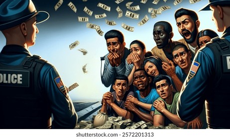 Front Illegal Immigrants Crying Explaining Situation AI-generated image ...