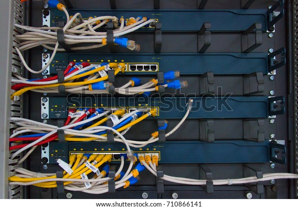 Front Utp Lan Cable Connected Line Stock Photo (Edit Now) 710866141