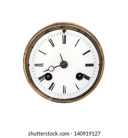 Ancient Wall Clock On White Background Stock Photo (Edit Now) 730787950