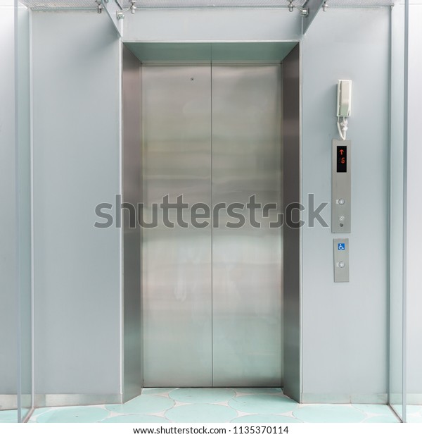 Front View Modern Elevator Closed Doors Stock Photo 1135370114 ...