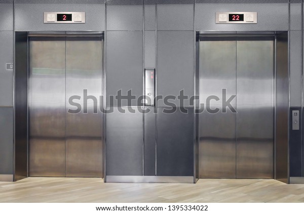 Front View Modern Elevator Closed Doors Stock Photo (Edit Now) 1395334022