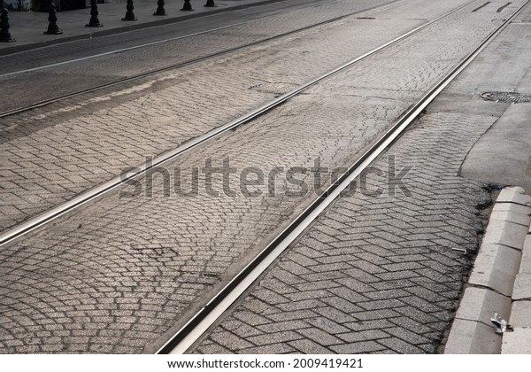 Front View Train Track Backdrop Background Stock Photo 2009419421 ...
