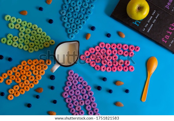 Froot Loops On Blue Table Pattern Stock Photo 1751821583 | Shutterstock