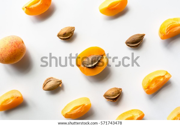 Fruits Pattern Apricot Kernel On White Stock Photo 571743478 | Shutterstock