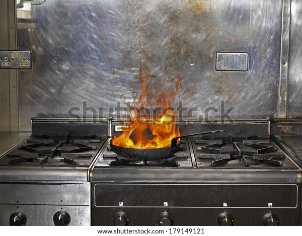 Frying Pan On Fire Stock Photo (Edit Now) 179149121