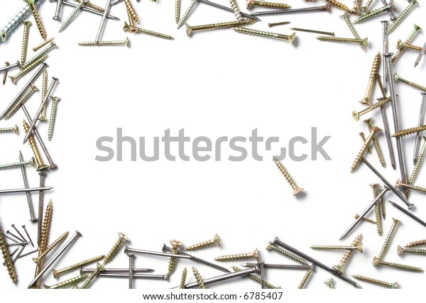 Full Border Made Different Nails Wood Stock Photo (Edit Now) 6785407