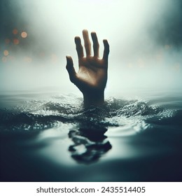 Hand Coming Out Harsh Water Reaching AI-generated image 2519365839 ...